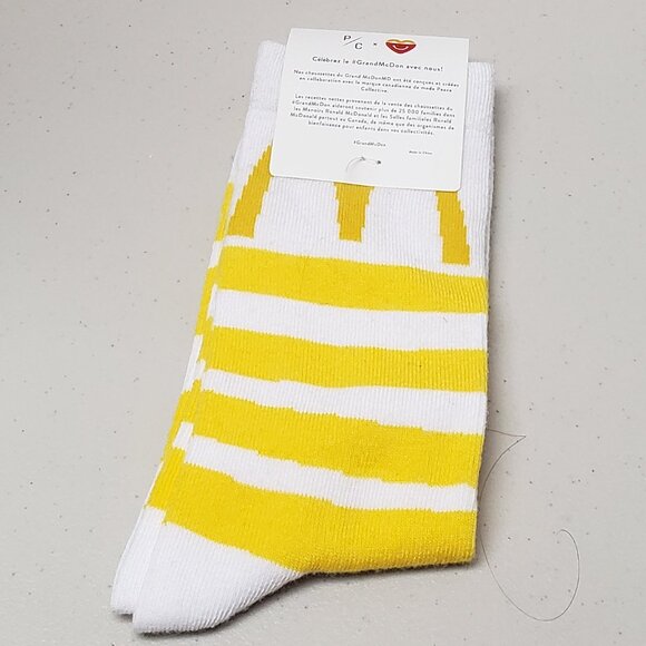 Accessories | Mcdonalds Mchappy Day Socks Yellow White Stripes | Poshmark